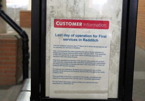 Gallery of the last days of First Midland Red in Redditch March 2013